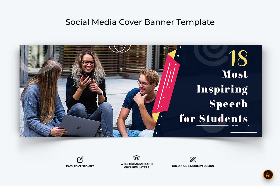 Education Facebook Cover Banner Design-03 - TemplateMonster