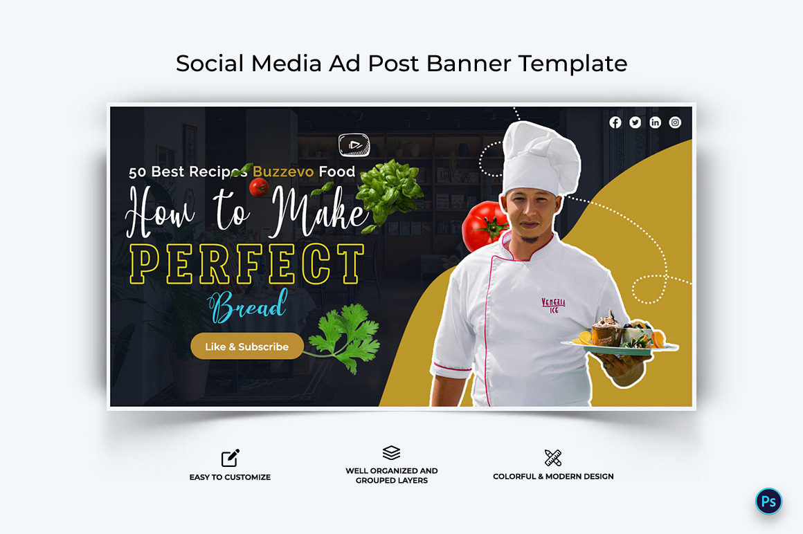 Chef Facebook Ad Banner Design Template-04 - TemplateMonster