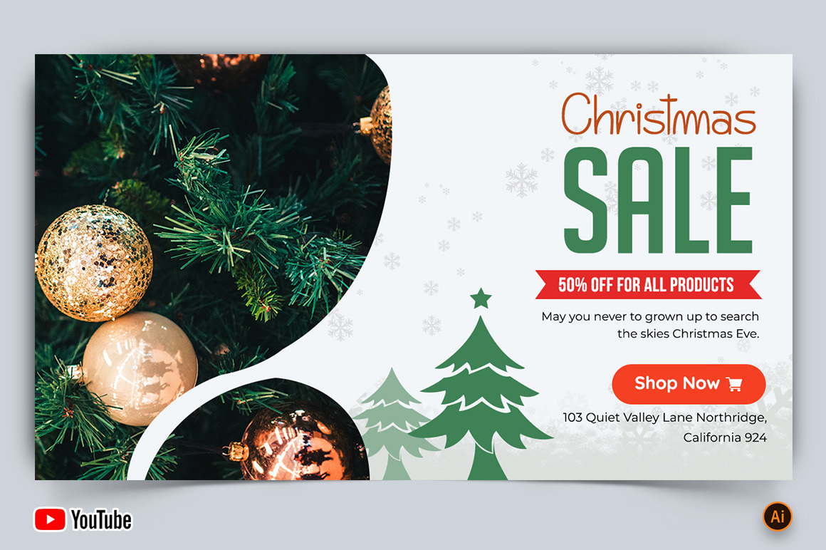 Christmas Sale YouTube Thumbnail Design -03 - TemplateMonster