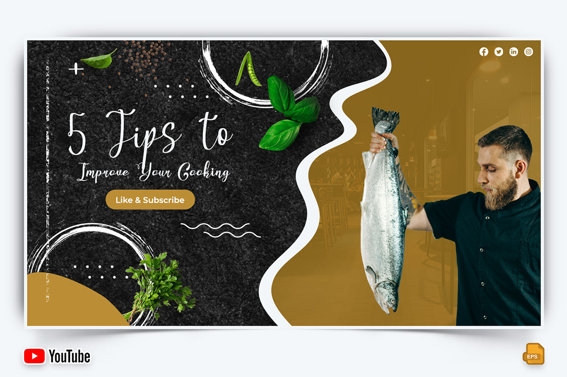 Chef Cooking YouTube Thumbnail Design -001 - TemplateMonster