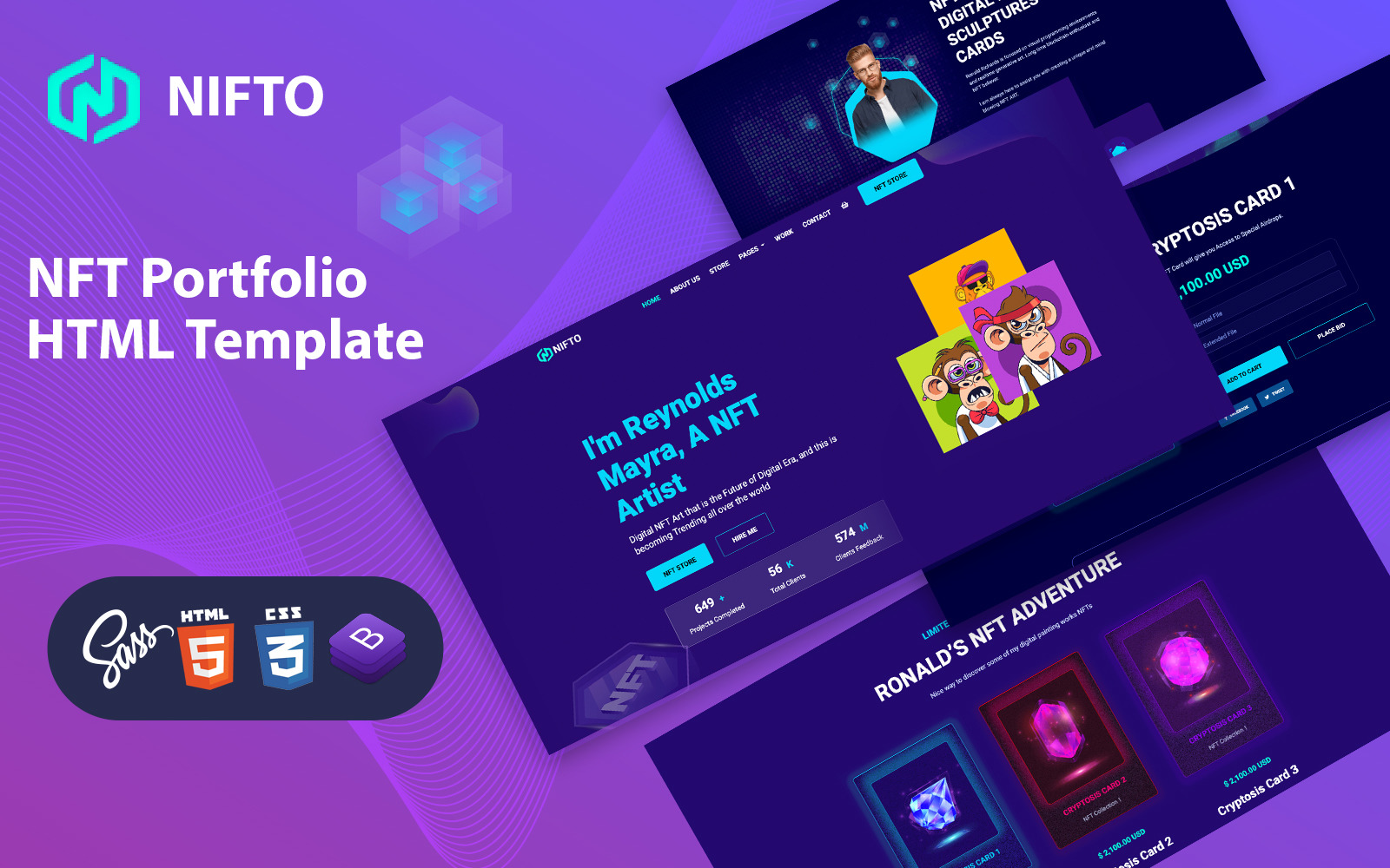 NIFTO - NFT Portfolio Html Template #293172 - TemplateMonster