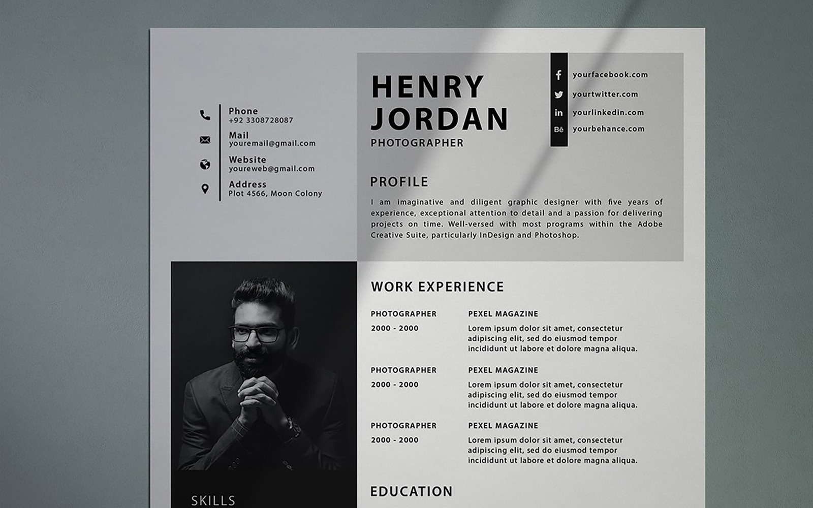 Professional Clean Resume Template 2 - TemplateMonster