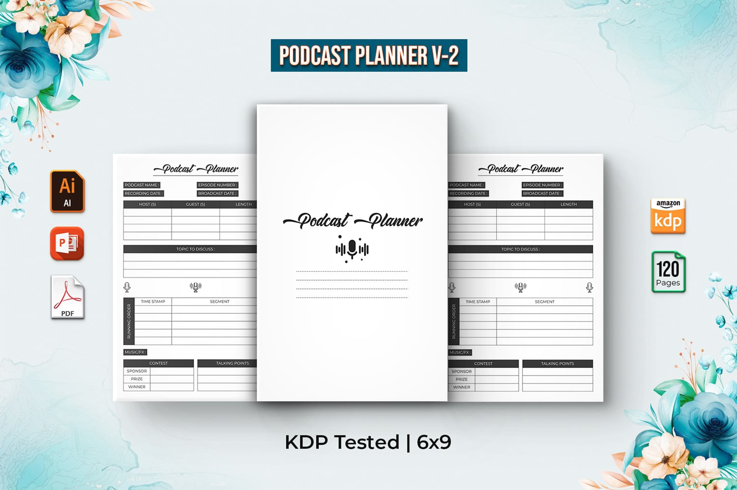 Editable Podcast Planner - KDP Interior V-2 - TemplateMonster