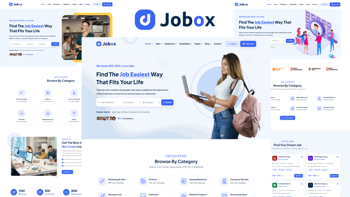 Jobox - Bacheca di lavoro e modello HTML5 di assunzione