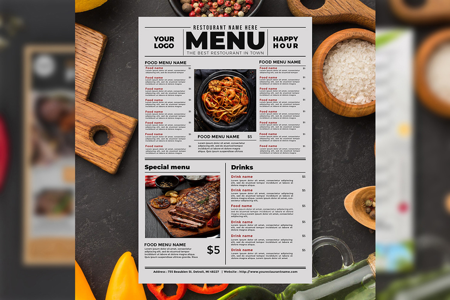 Simple restaurant menu Template #295128 - TemplateMonster