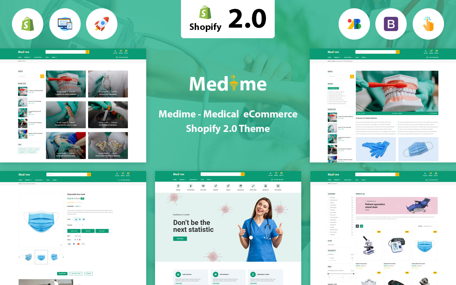 Medime - Medical Shopify 2.0 Theme #296209 - TemplateMonster
