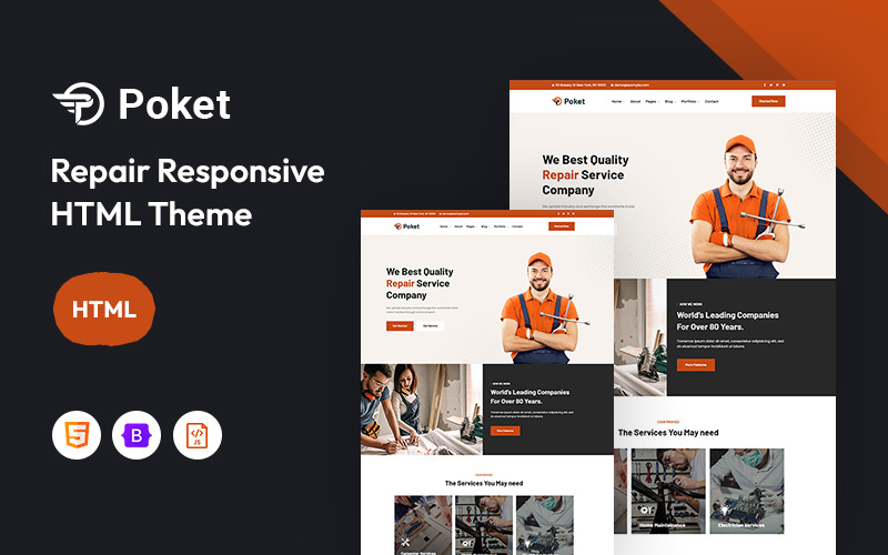 Poket – Repair Responsive Website Template - TemplateMonster