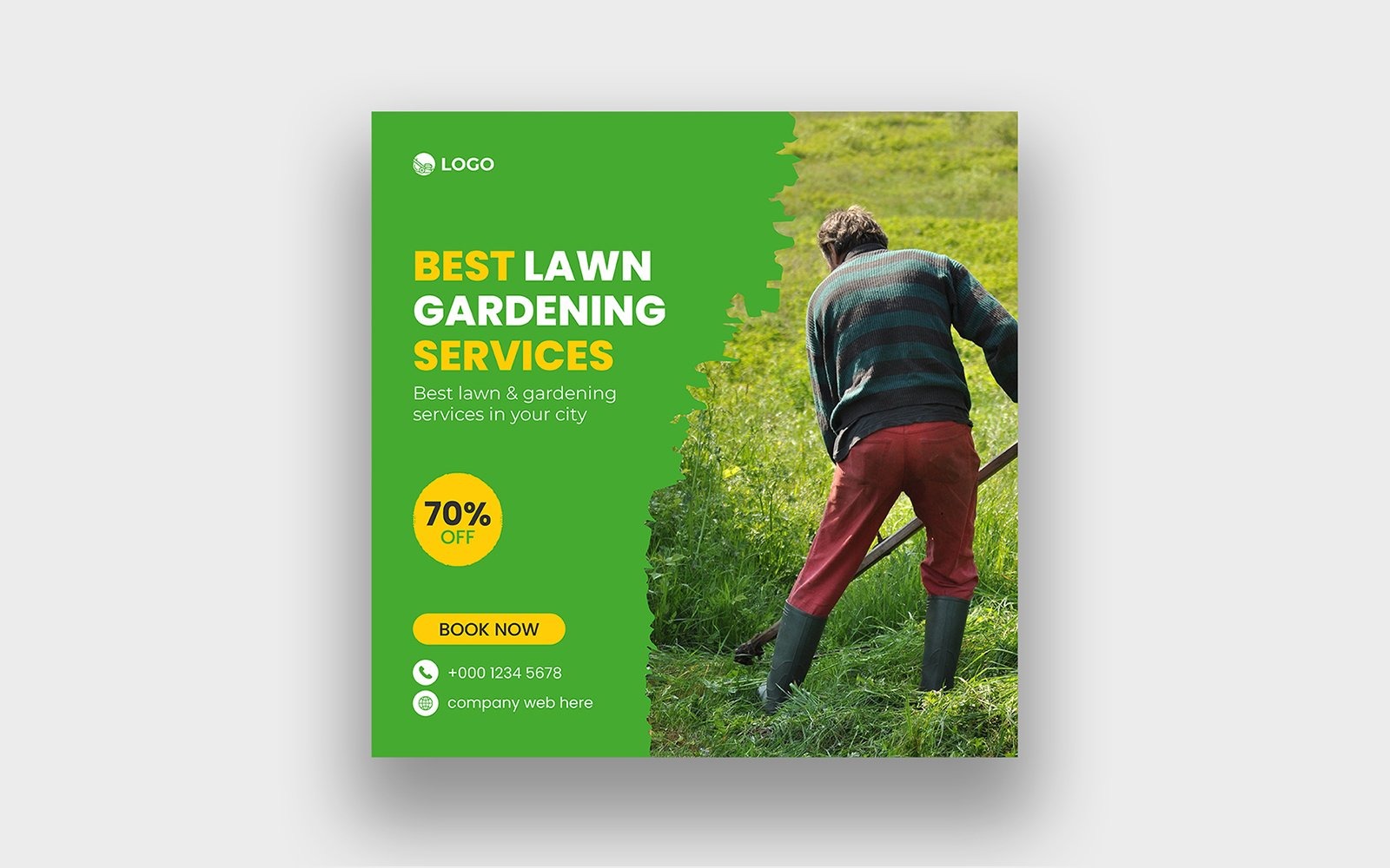 Lawn Mower Facebook Instagram Post Template - TemplateMonster