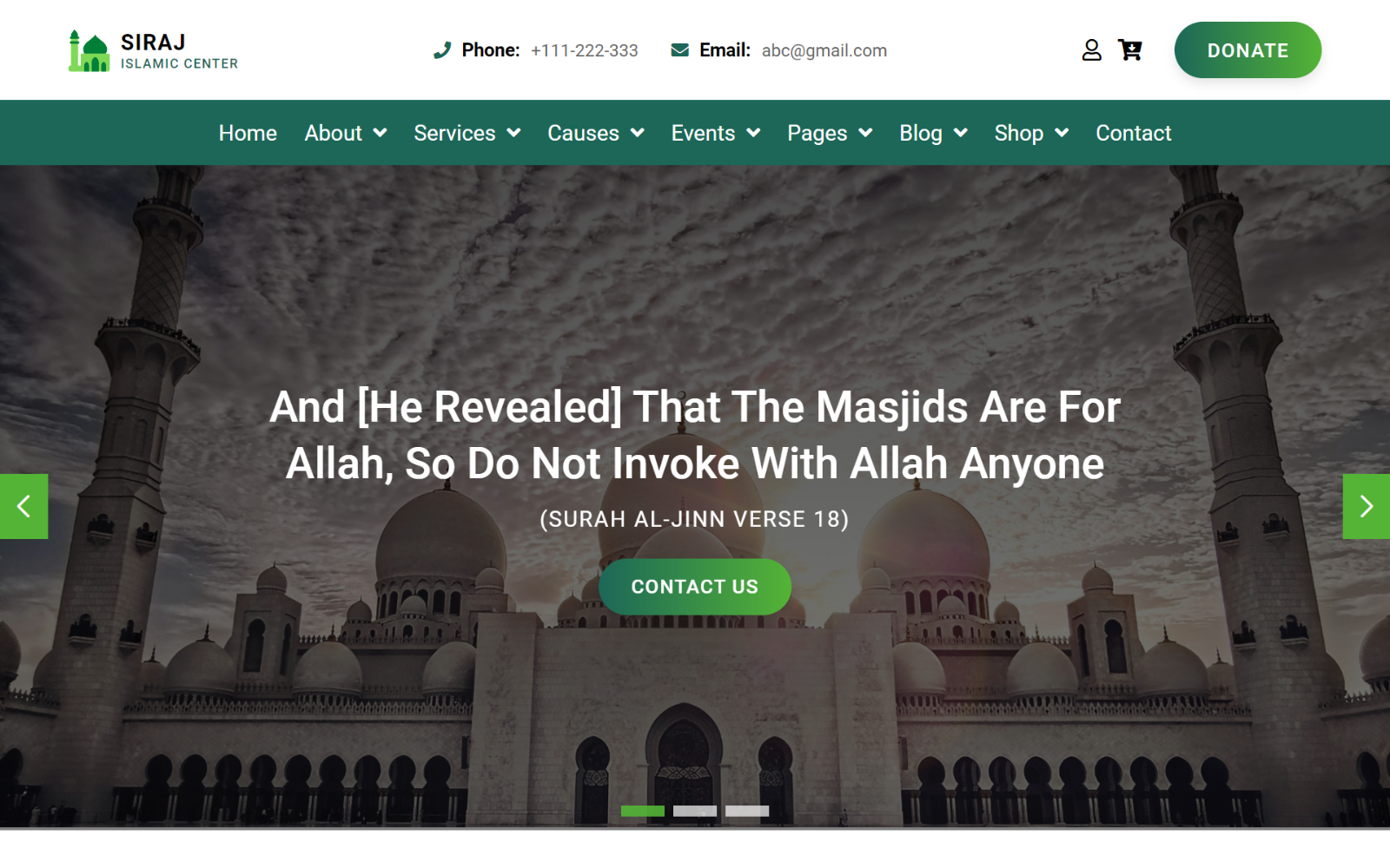 Siraj - Islamic Center HTML5 Website Template