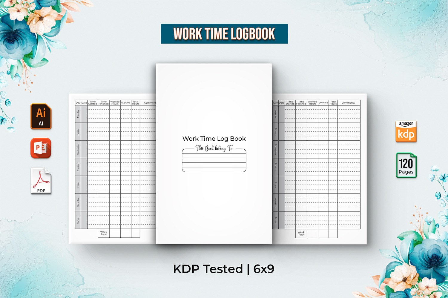 Work Time Log Book KDP Interior #297401 - TemplateMonster