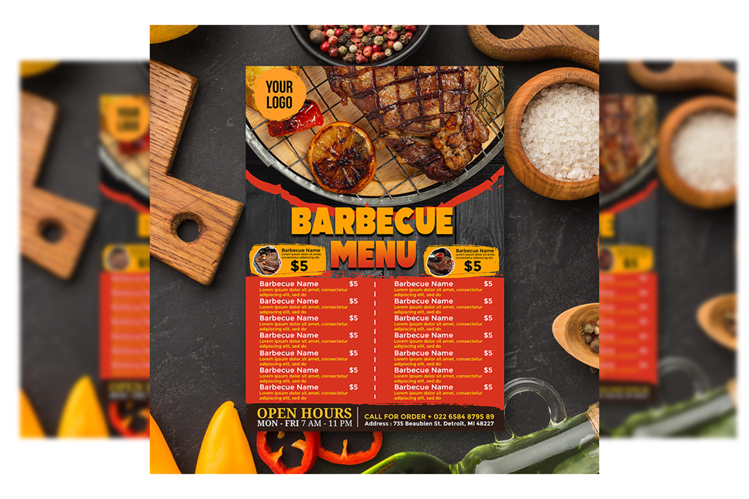 BBQ Restaurant Menu Design #297576 - TemplateMonster