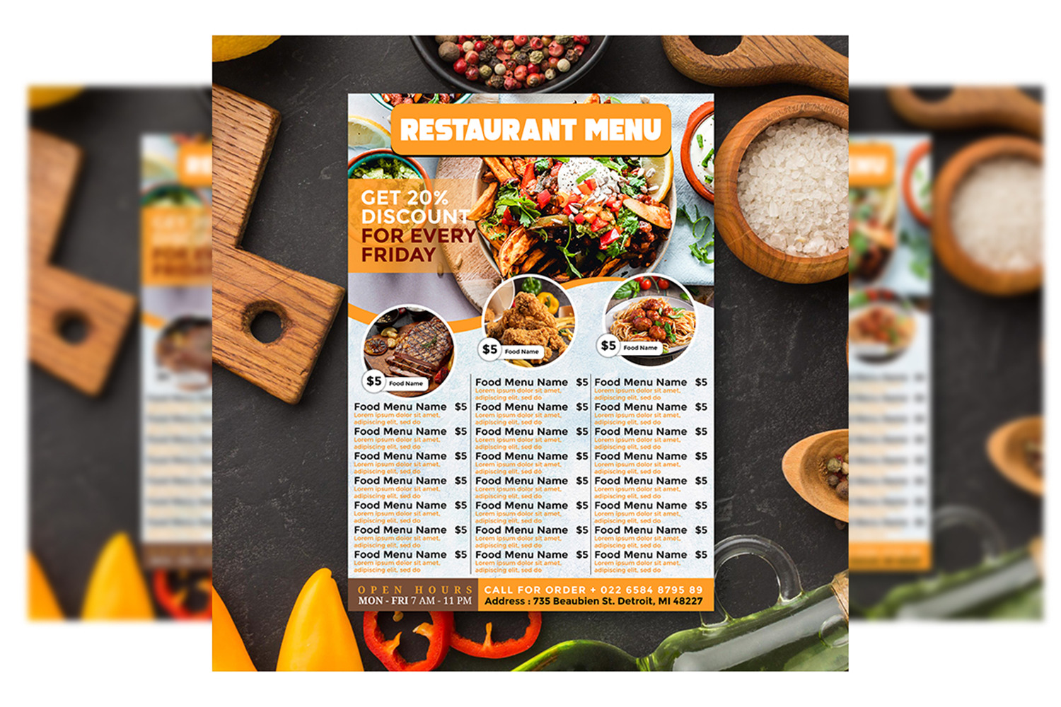 Conception de menus de dépliants - Modèle de dépliant