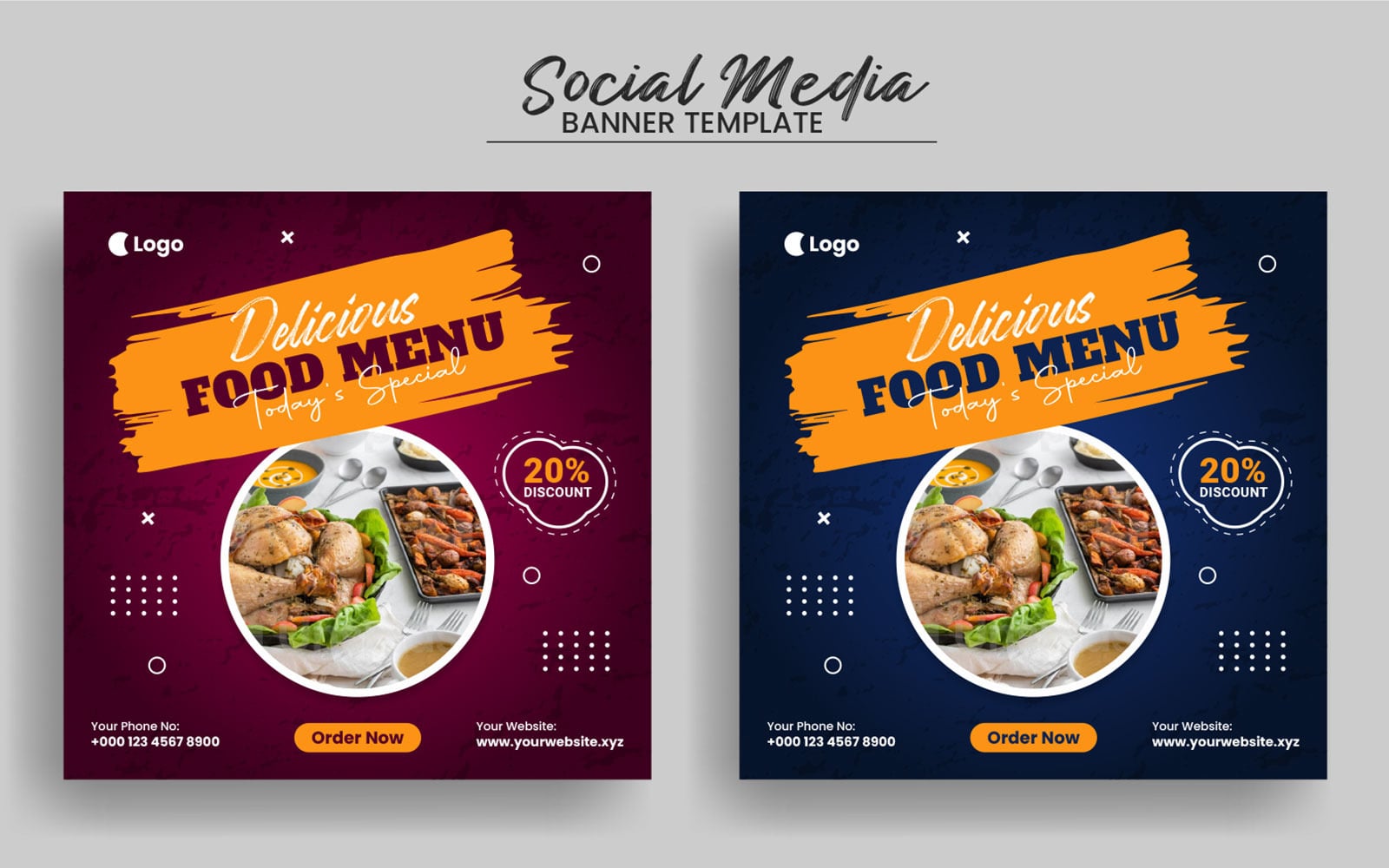 Food Menu and Restaurant Social Media Post Banner Template and Web ...