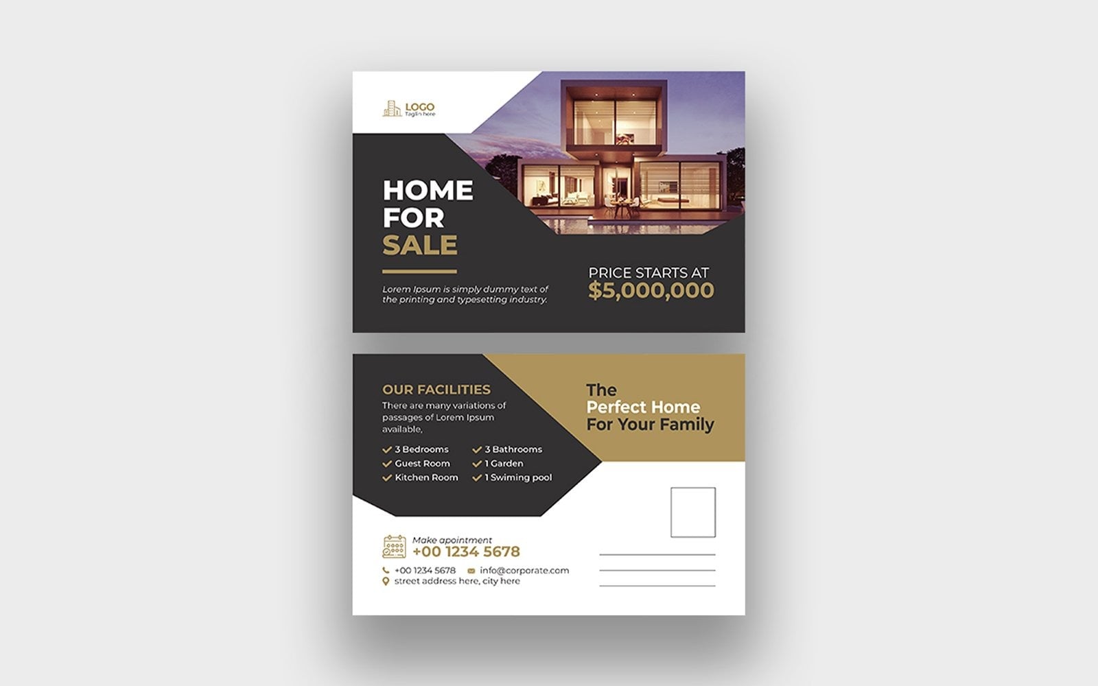 Real Estate Agent Business Postcard Template Creative Real estate ...