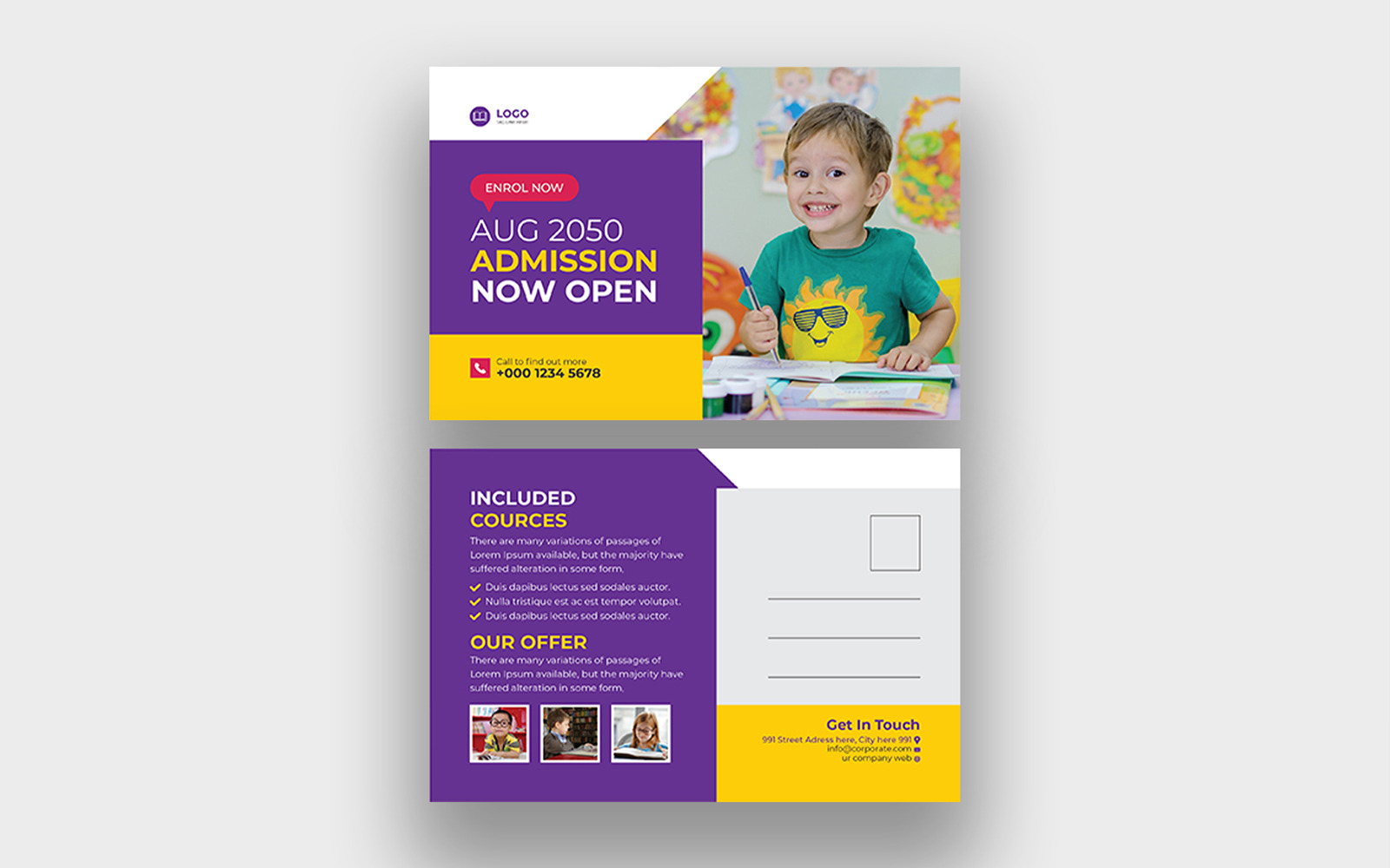 School admission postcard #298299 - TemplateMonster