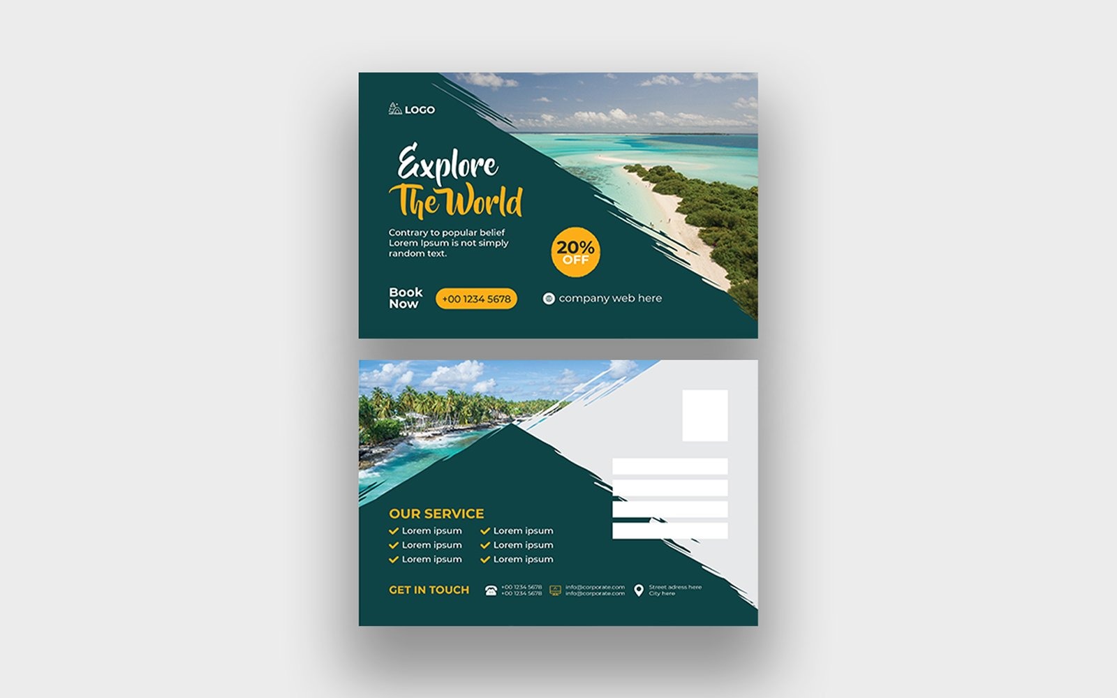 Modern Travel Agency Postcard Template - TemplateMonster