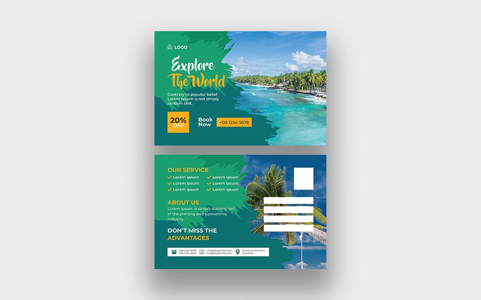 Modern Travel Postcard Template #298345 - TemplateMonster