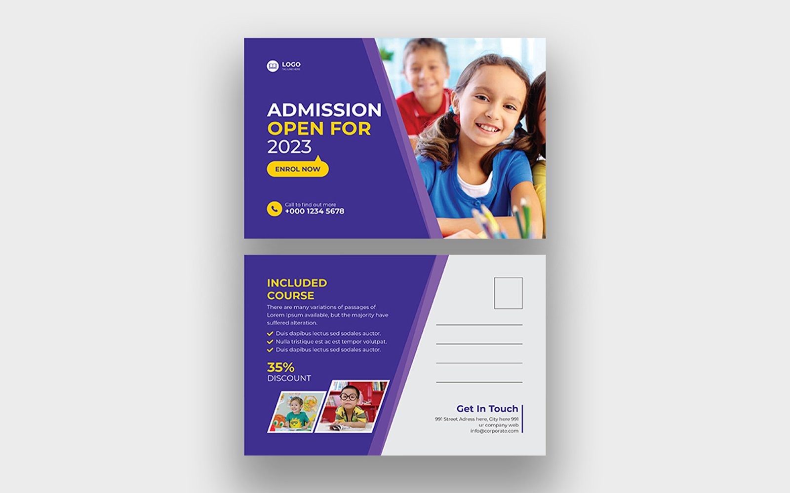 School admission postcard Template #298303 - TemplateMonster