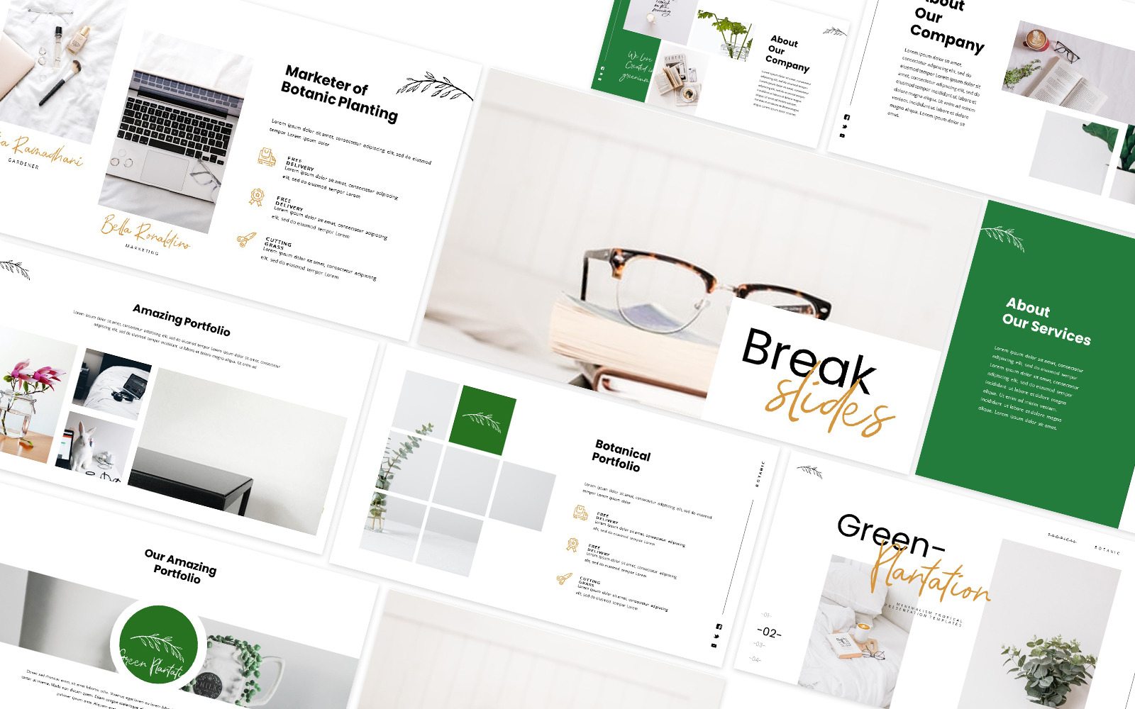 Green Minimalist Powerpoint Template - TemplateMonster