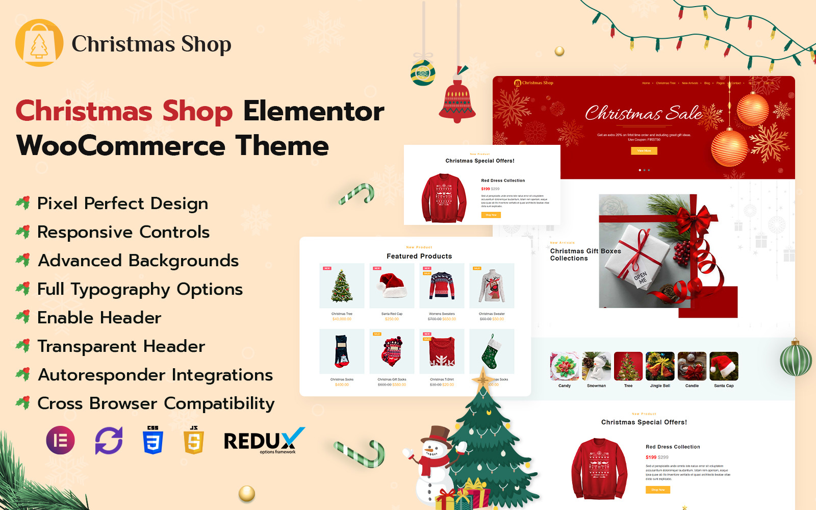 Christmas Shop Elementor WooCommerce Theme - TemplateMonster