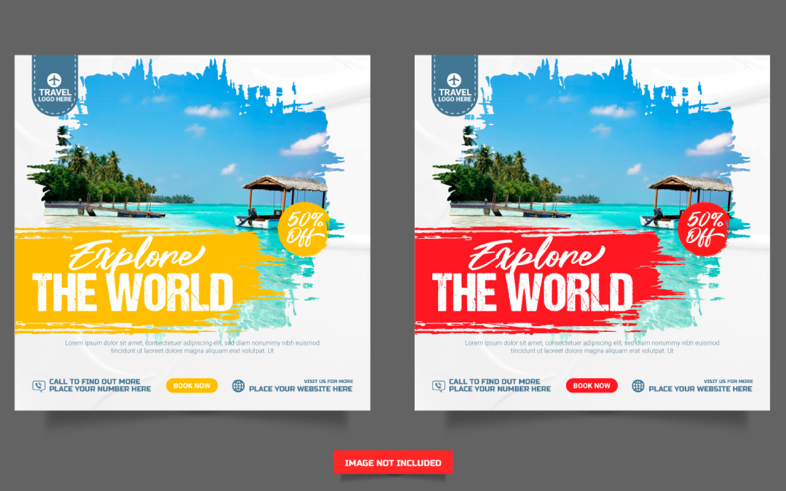 Vector Travel holiday vacation social media post web travel angency ...
