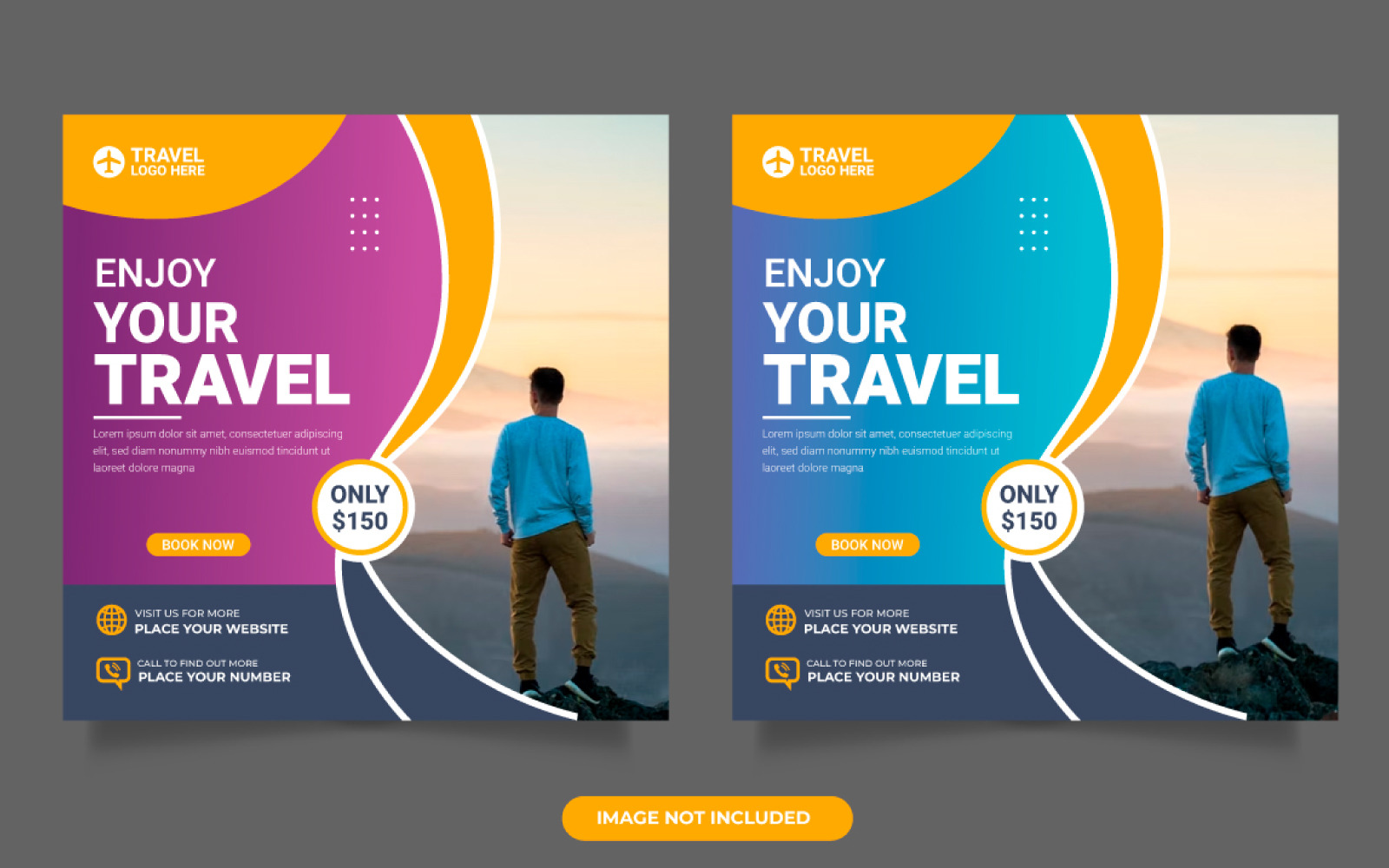 Vector Travel holiday vacation social media post web travel angency ...