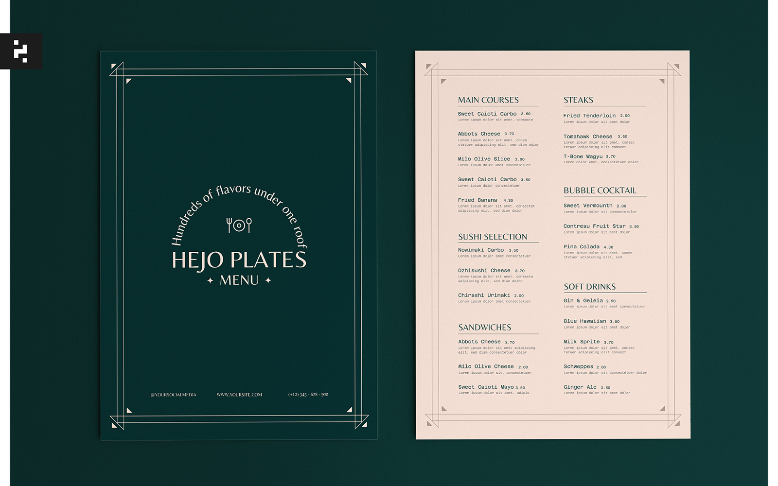 Modèle de menu minimaliste élégant #299598 - TemplateMonster
