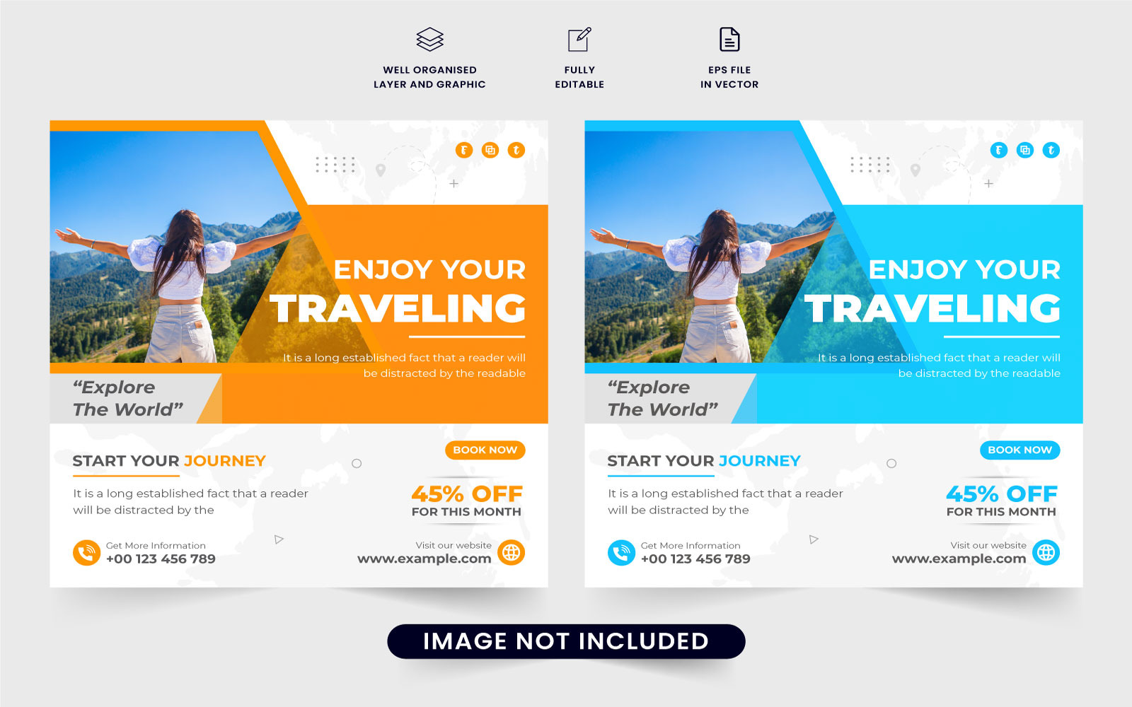 Travel agency marketing poster design - TemplateMonster