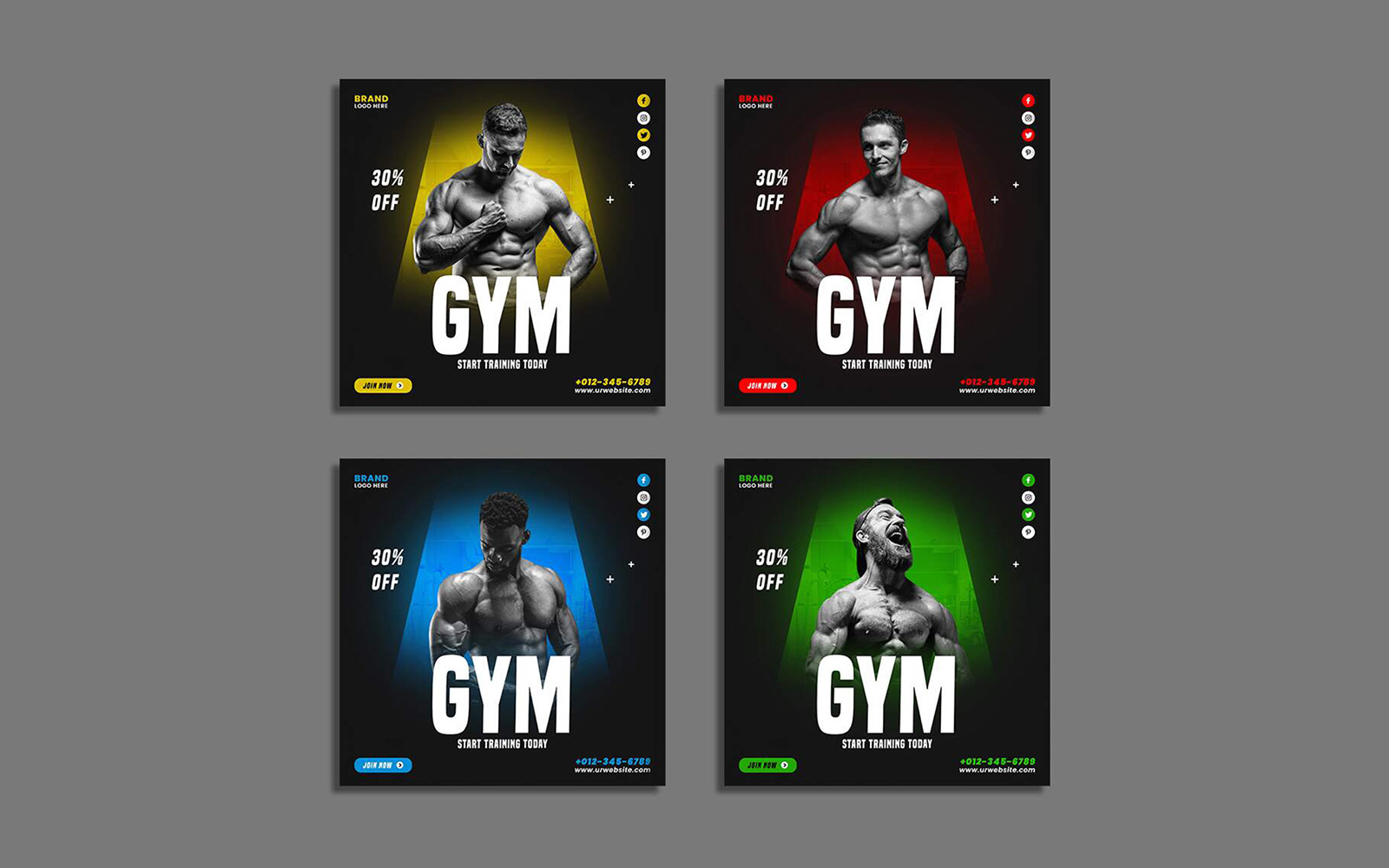 Fitness Gym Social Media Post Template 02 - TemplateMonster