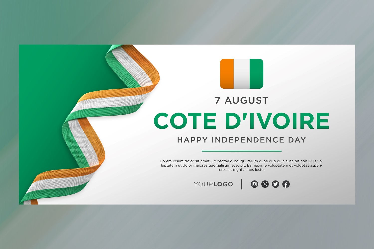 Cote d'Ivoire National Independence Day Celebration Banner, National ...