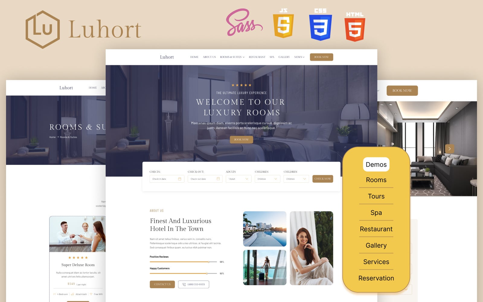Luhort - Luxury Hotel HTML5 Template - TemplateMonster
