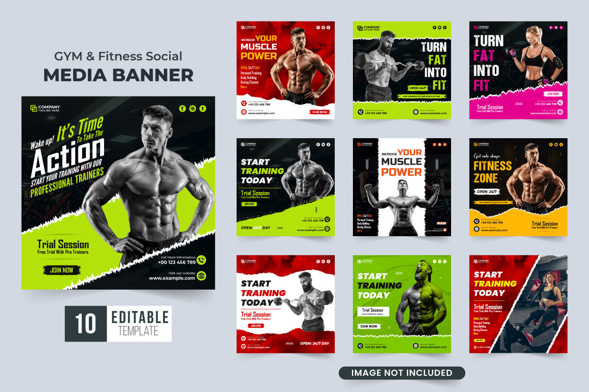 Gym fitness business promotion banner - TemplateMonster