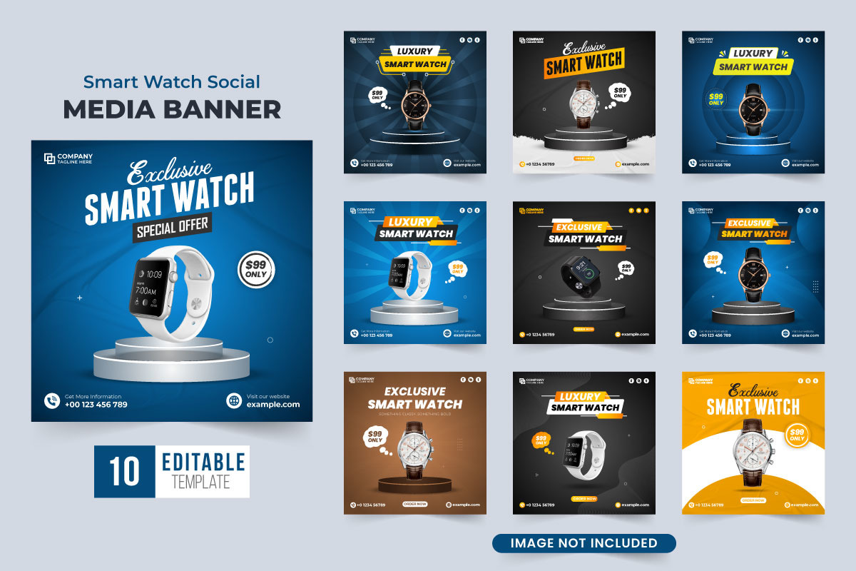 Smart watch social media post bundle - TemplateMonster