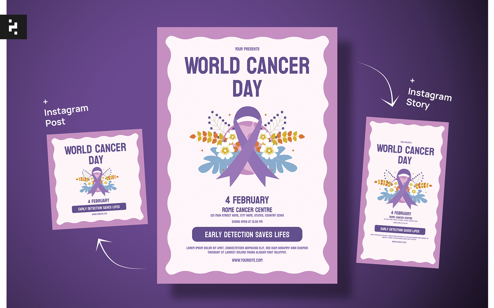 World Cancer Day Flyer Template #301685 - TemplateMonster