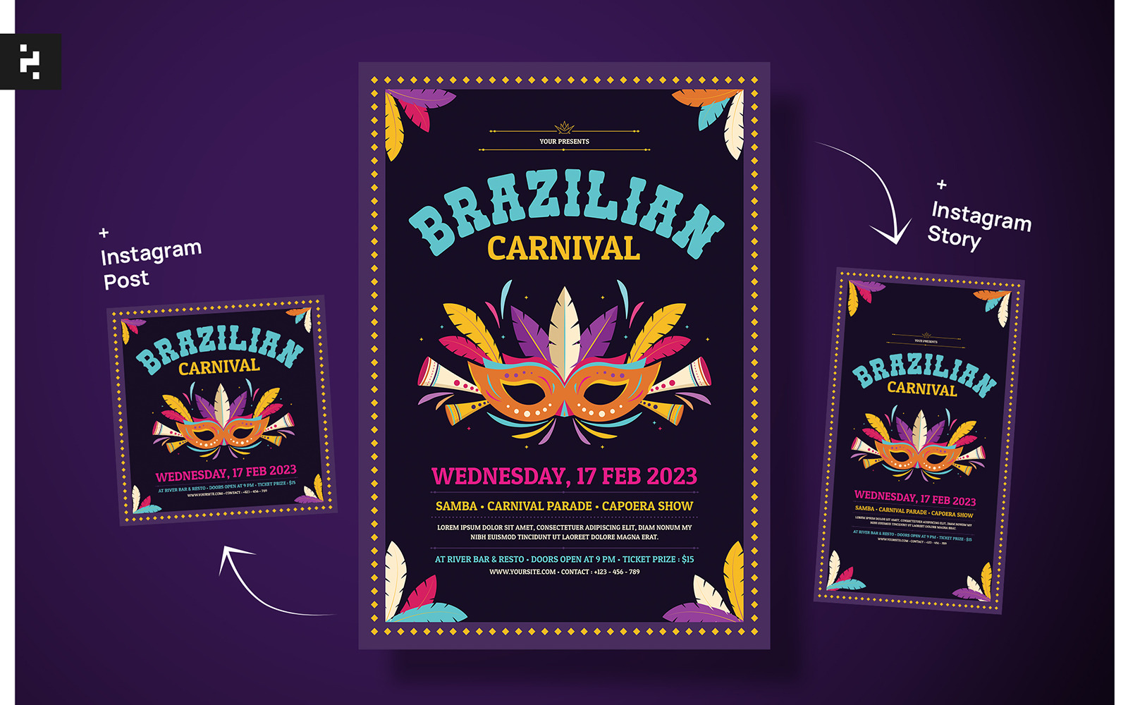 Brazilian Carnival Party Flyer #301733 - TemplateMonster