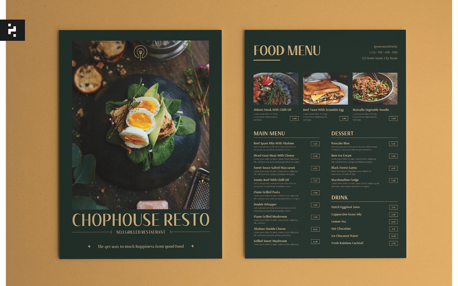 Elegant Green Restaurant Menu #302930 - TemplateMonster