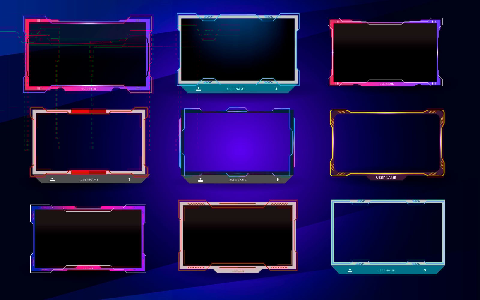 Vector Twitch stream overlay package including facecam overlay, offline ...