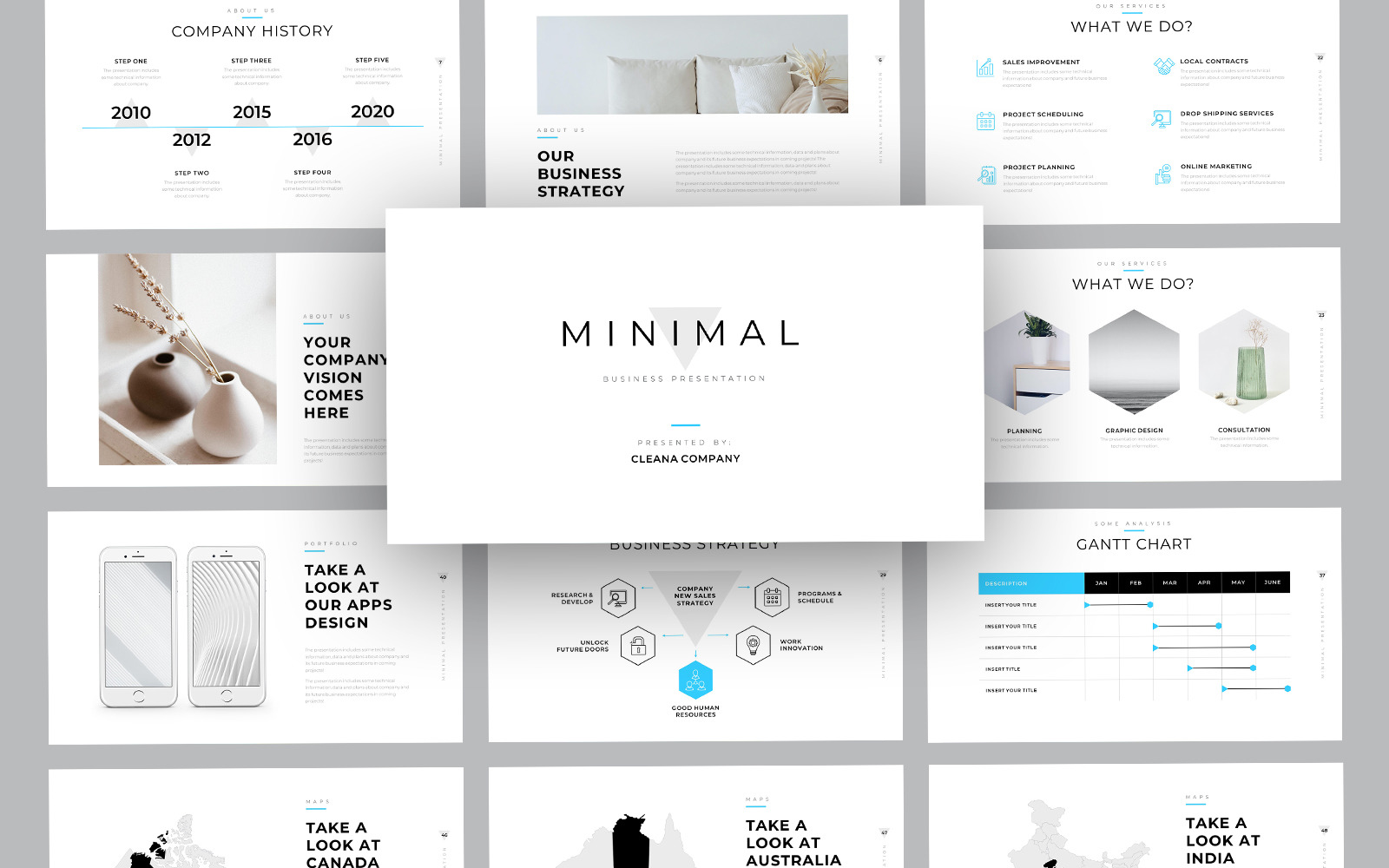 Cleana Minimal Business PowerPoint Template - TemplateMonster