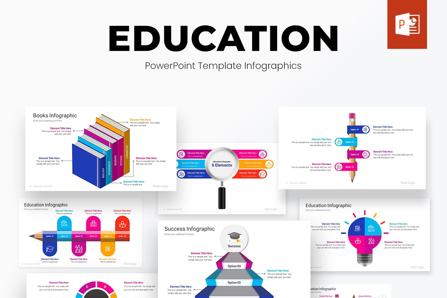 Designs de modelo de infográficos do PowerPoint para educação
