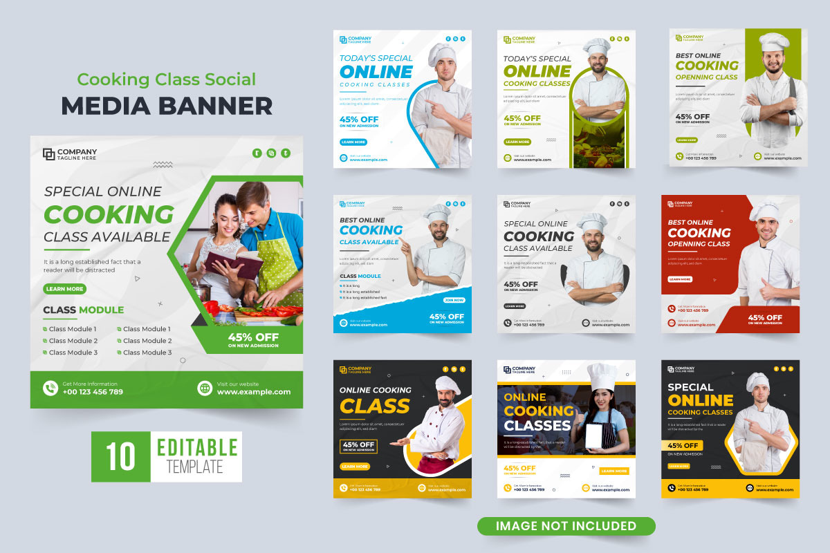 Online cooking class poster collection - TemplateMonster