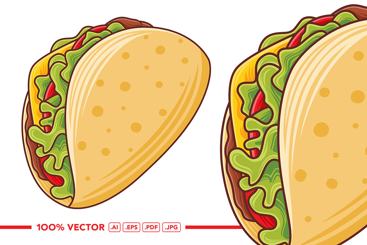 Taco Vector in Flat Design Style #305060 - TemplateMonster