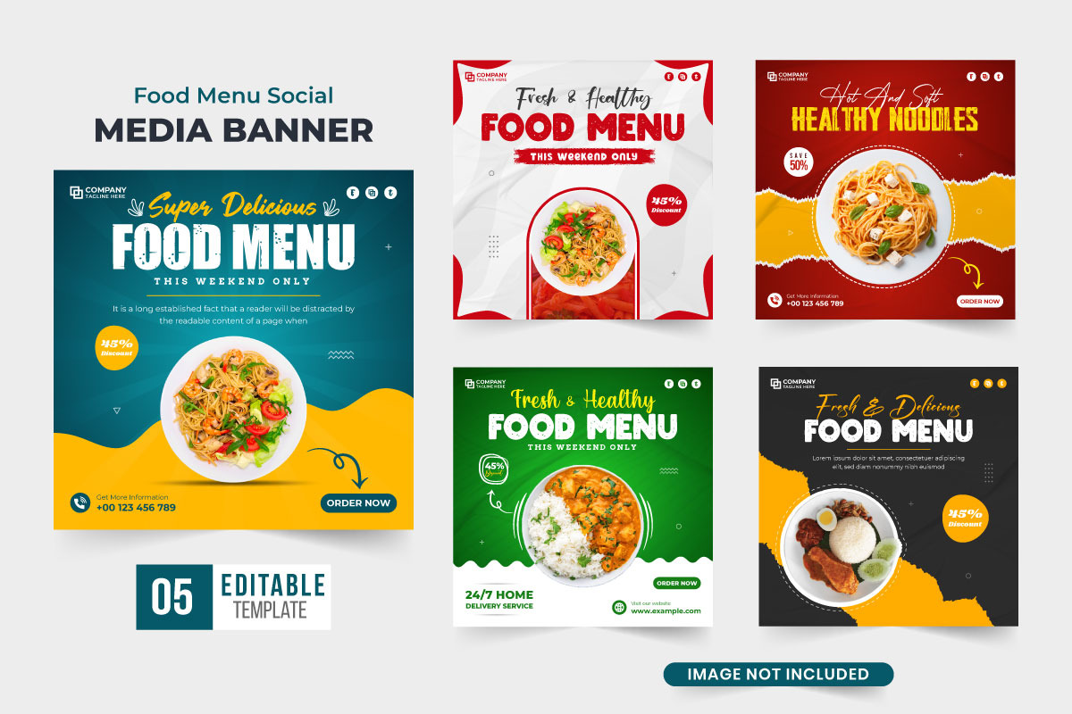Fresh food promotional template bundle - TemplateMonster