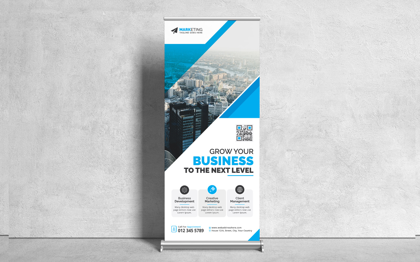 Banner corporativo criativo e estiloso, suporte, banner X, design de ...