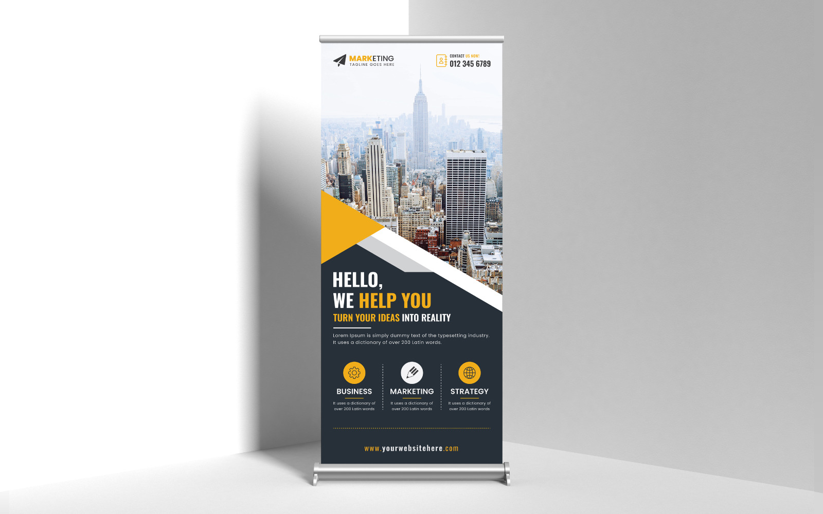Pancarta enrollable corporativa simple, pancarta X, standee, ejemplo de ...