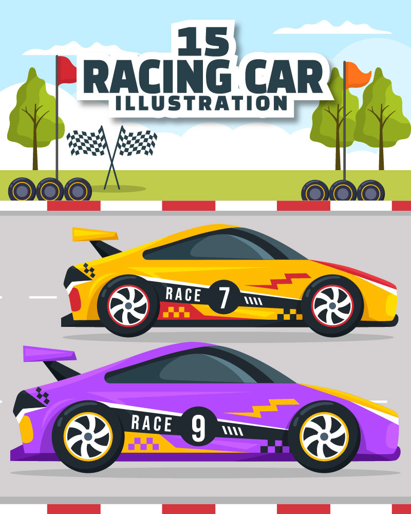 15 Formula Racing Sport Car Illustration - TemplateMonster