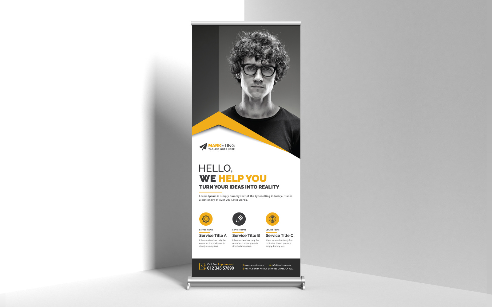 Minimalist Corporate Roll Up Banner, X Banner, Standee Template Design ...