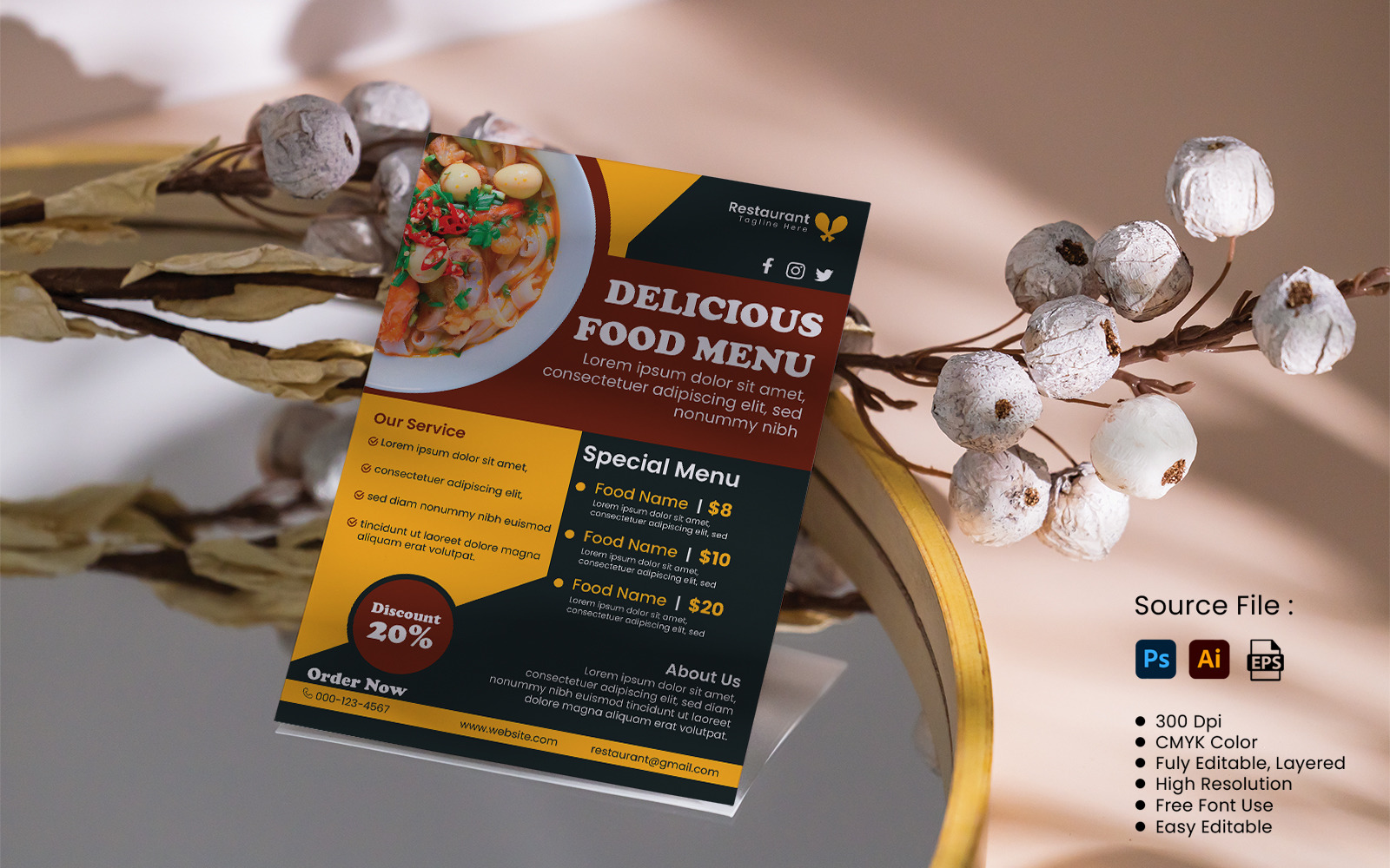 Delicious Food Menu Template #305761 - TemplateMonster