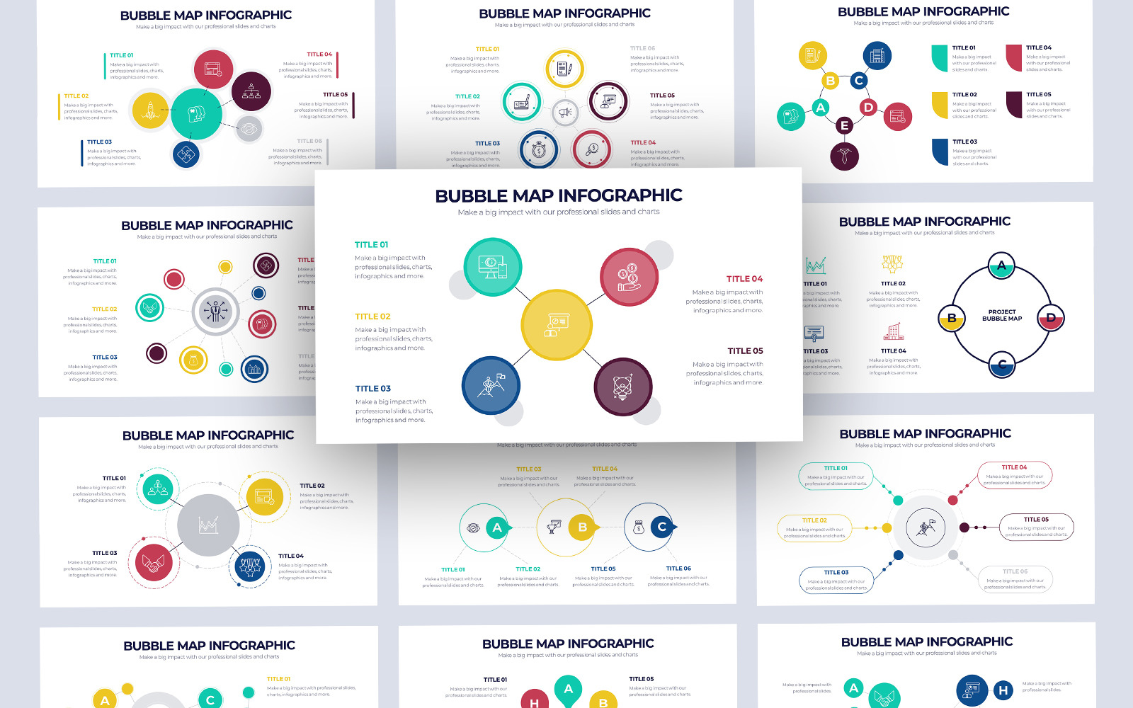 Bubble Map Infografik PowerPoint-Vorlage - TemplateMonster