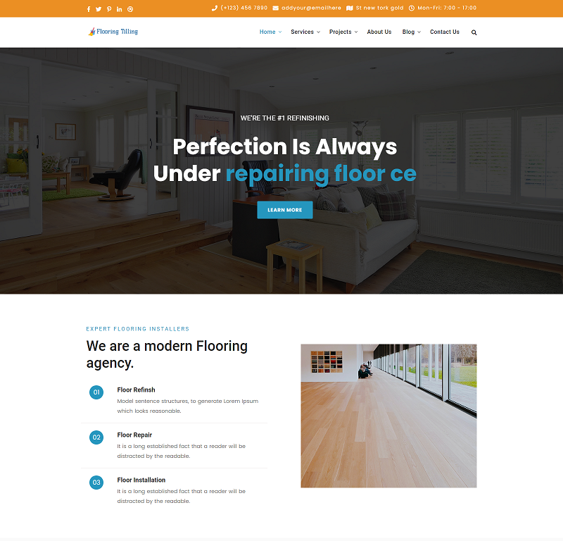 Flooring and Tiling HTML Template #305886 - TemplateMonster