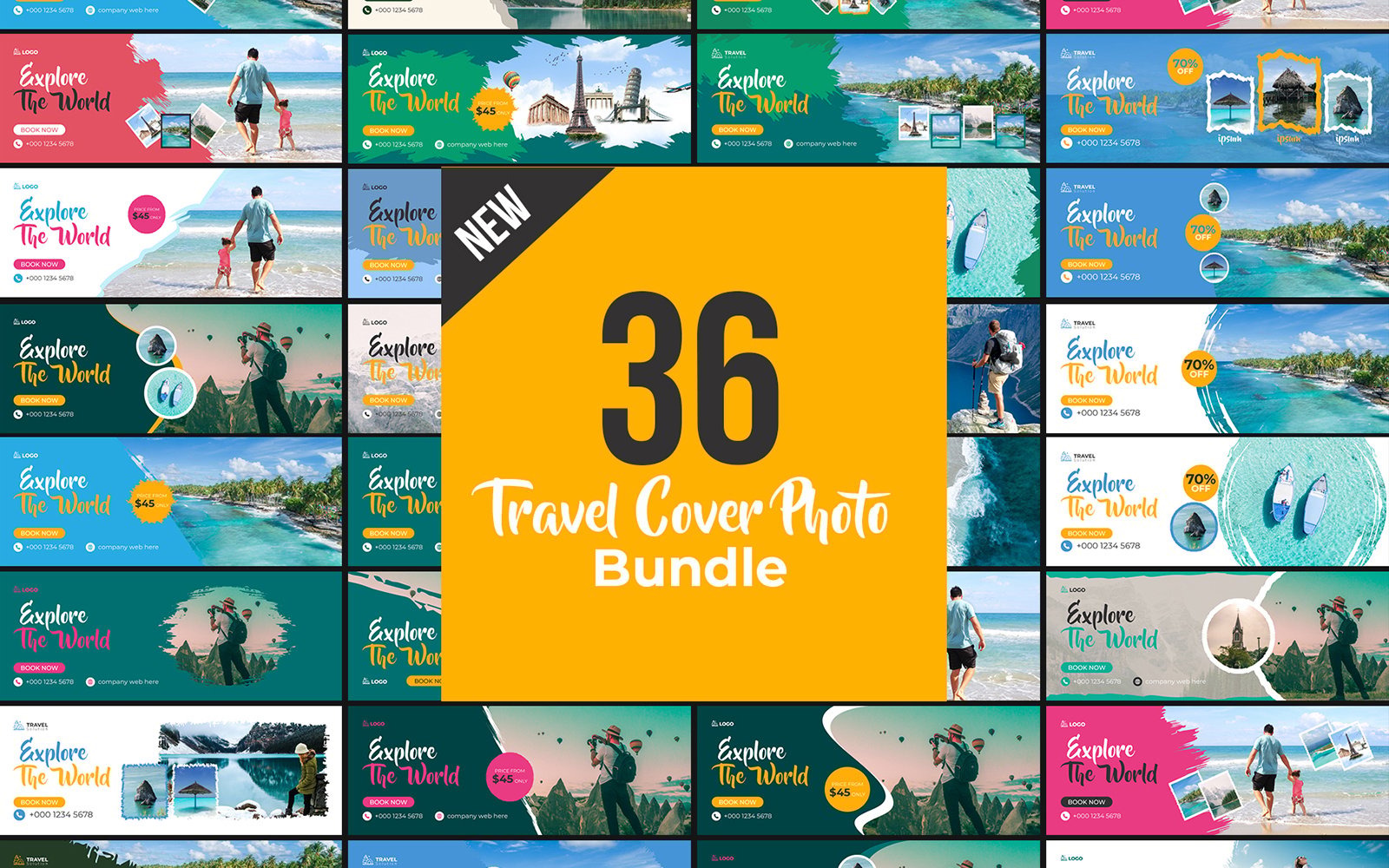 Travel Tour Facebook Cover Photo Bundle - TemplateMonster